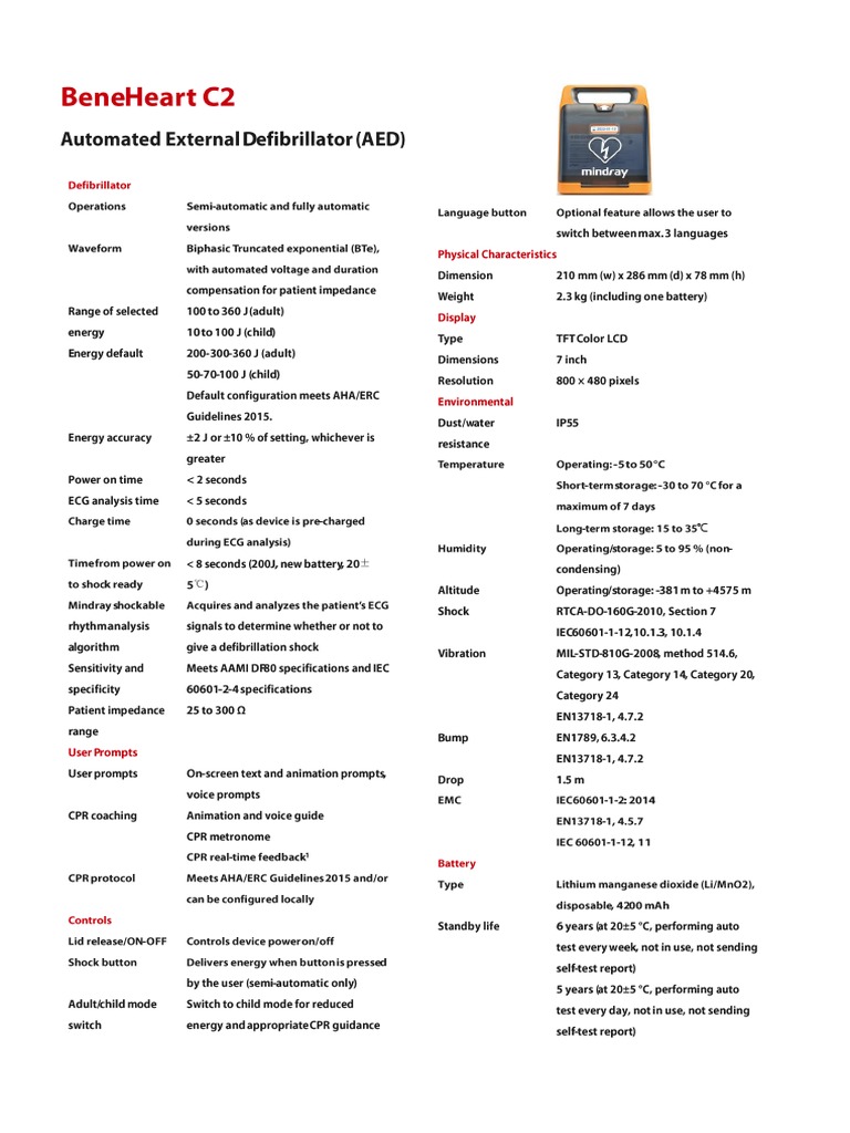 BeneHeart C2 Specifications | PDF