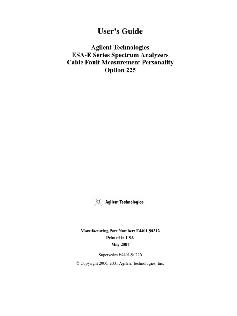 Operator Manual-E4401-225 Cable Fault MeasurementPersonality 90312 ...