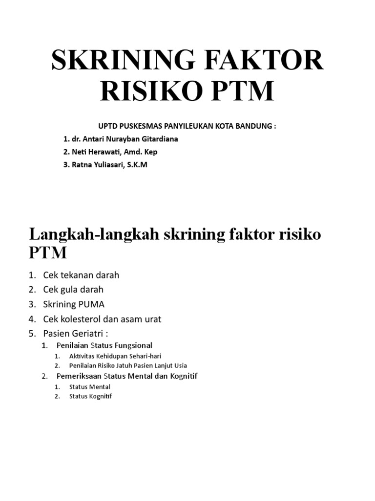 Tugas Skrining Faktor Risiko PTM | PDF | Pengembangan Diri | Kesehatan Holistik