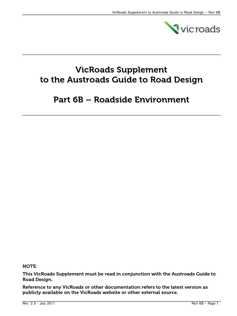 Supplement To AGRD Part 6B Roadside Environment | PDF