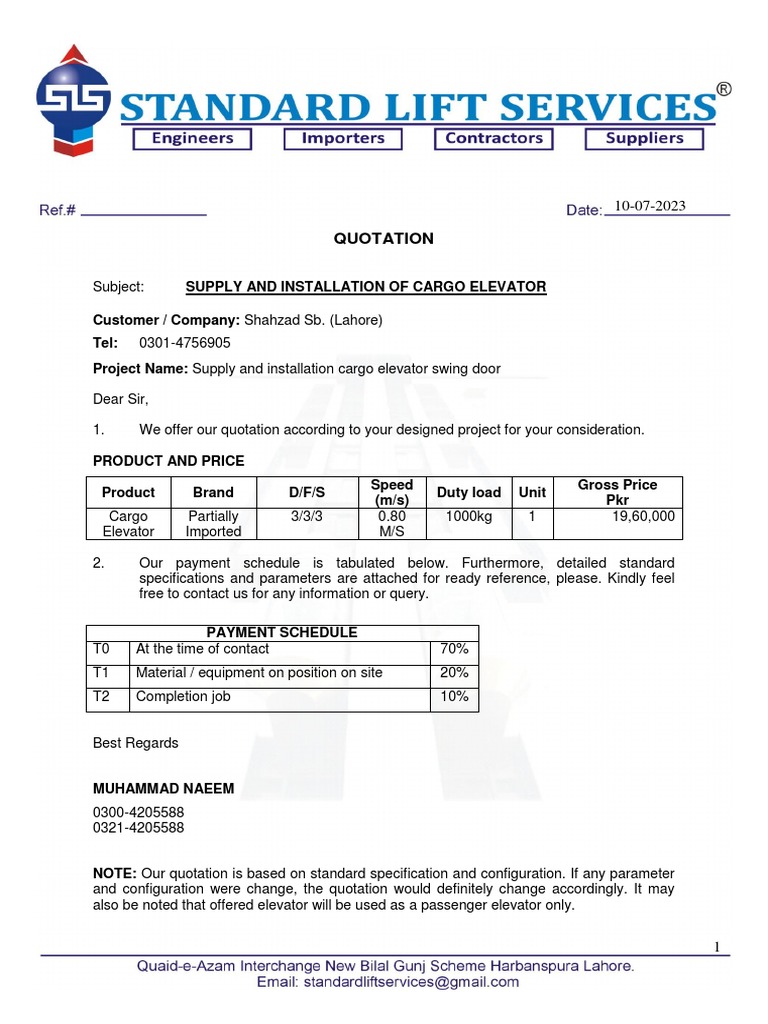 Shahzad Sb1 Cargo Lift | PDF | Elevator | Mains Electricity Shahzad Sb1 Cargo Lift | PDF | Elevator | Mains Electricity