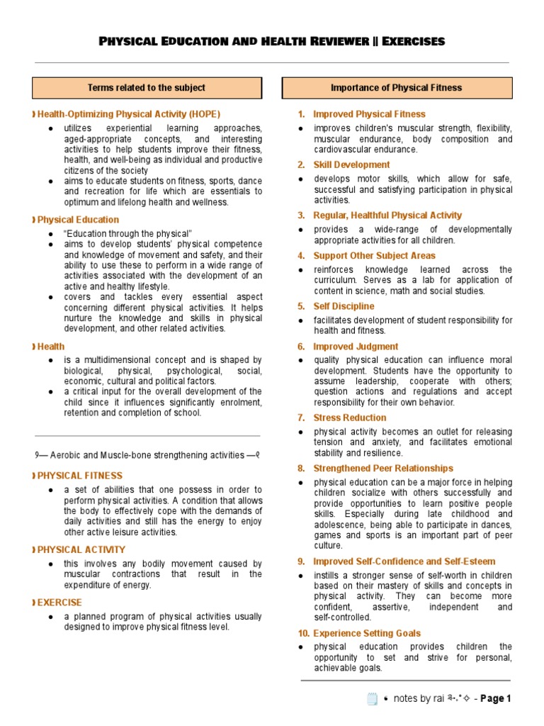 Aerobic and Strengthening Activities Guide | PDF | Physical Fitness ...