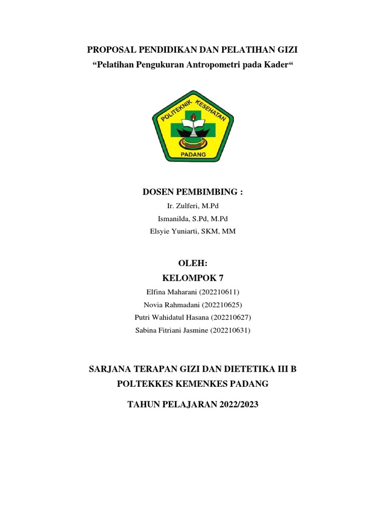 Proposal Pendidikan Dan Pelatihan Gizi | PDF