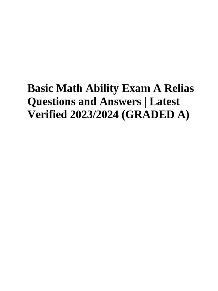 Basic Math Ability Exam A Relias Graded A | PDF | Intravenous Therapy ...