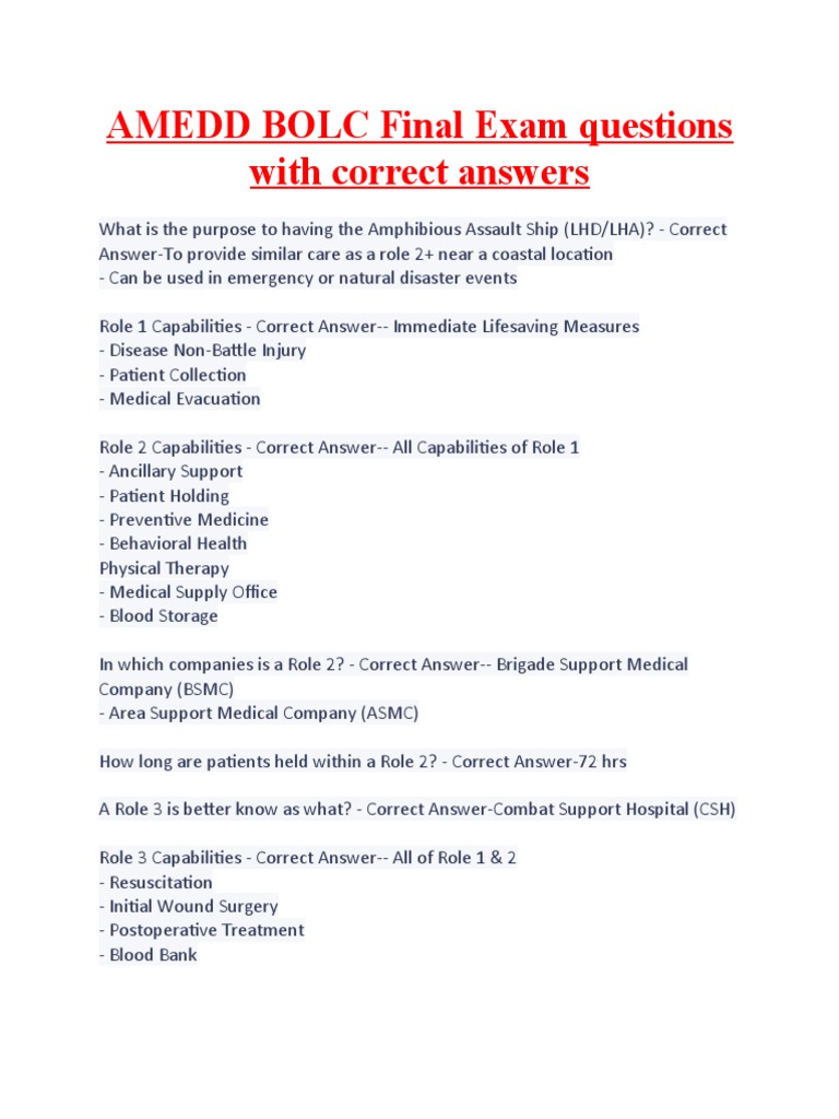 64af4f1c79be6 Amedd Bolc Final Exam | PDF | Company (Military Unit ...