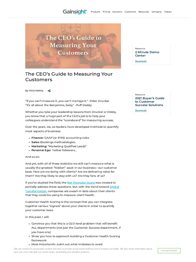 The CEO's Guide To Measuring Your Customer - Gainsight | PDF
