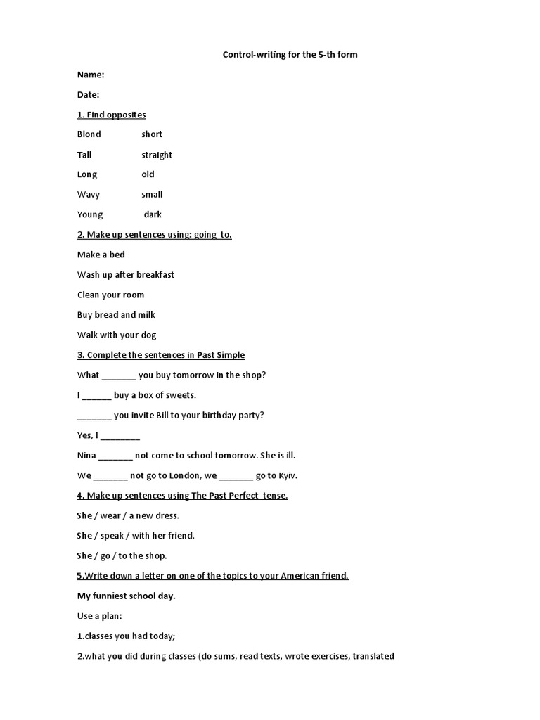 Control 5 English | PDF