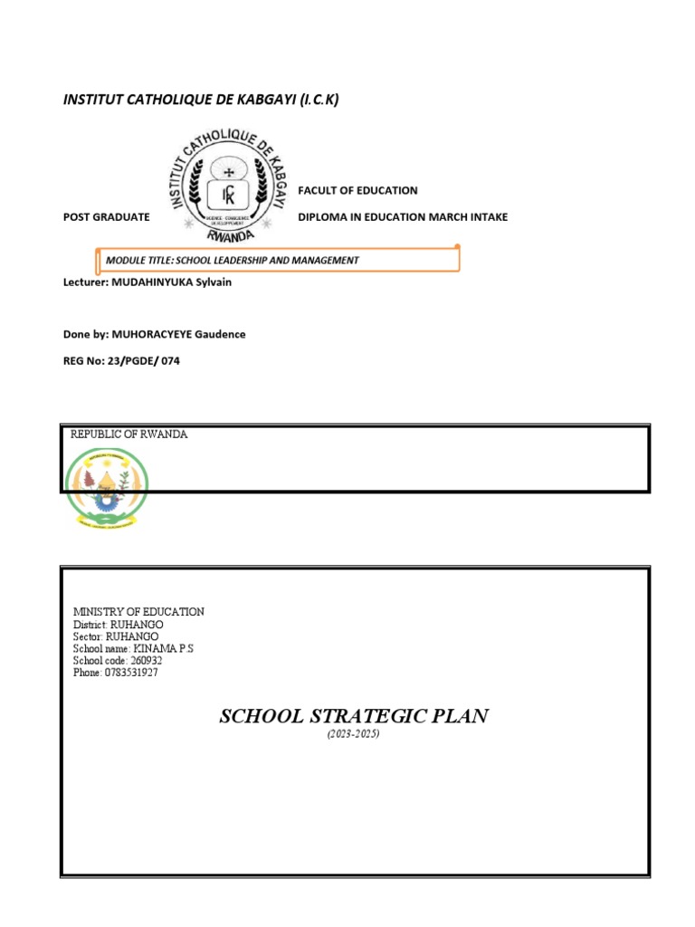 Muhoracyeye School Strategic Plan | PDF