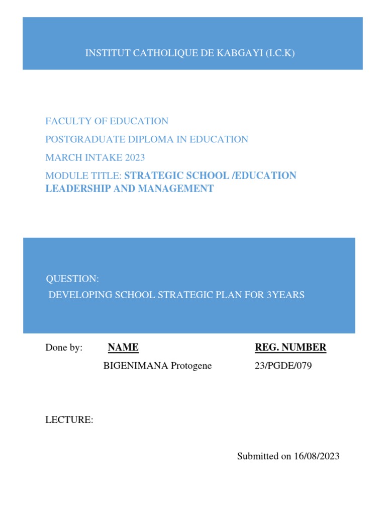 Protogene School Strategic Plan For 3 Years | PDF | Schools | Teachers