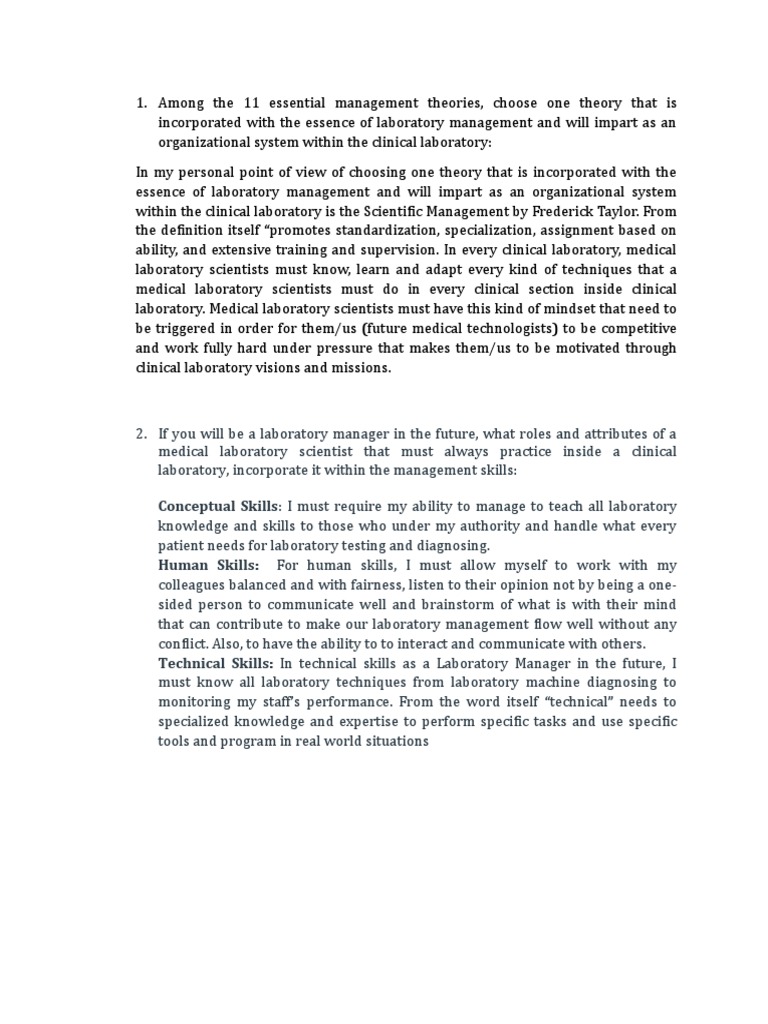 Laboratory Management Assignment | PDF