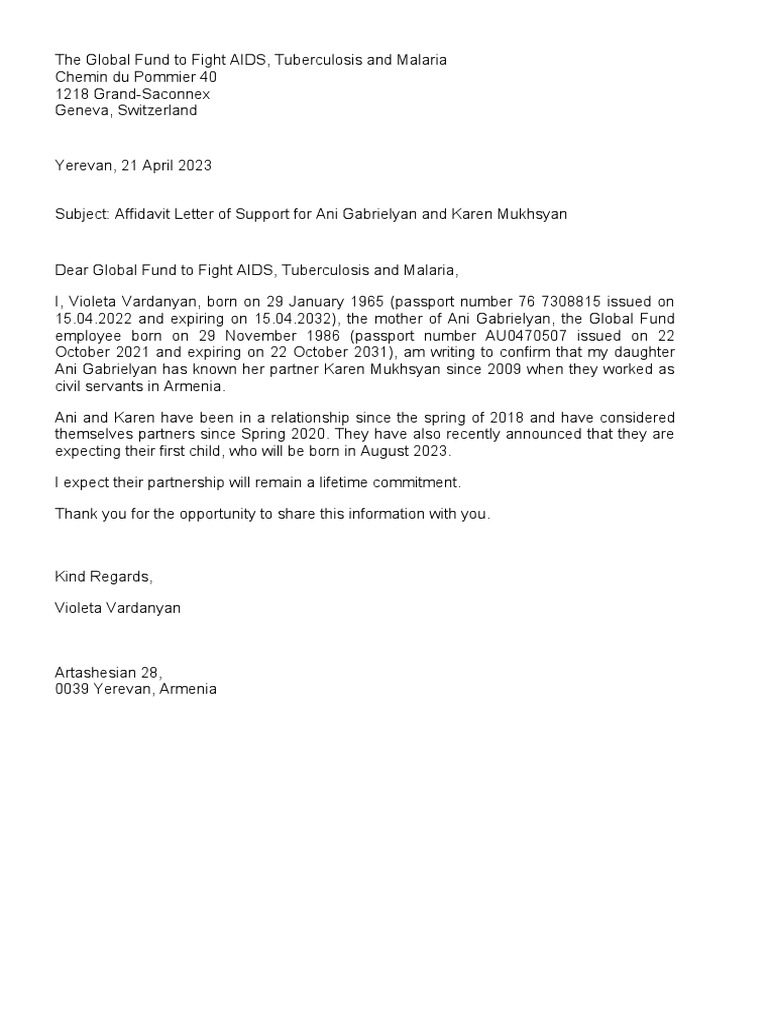 Affiliate Support Letter | PDF