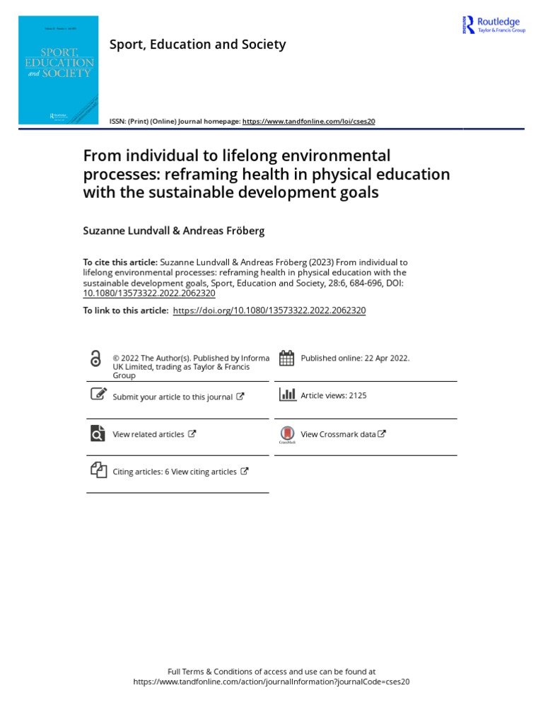 From Individual To Lifelong Environmental Processes Reframing Health in ...