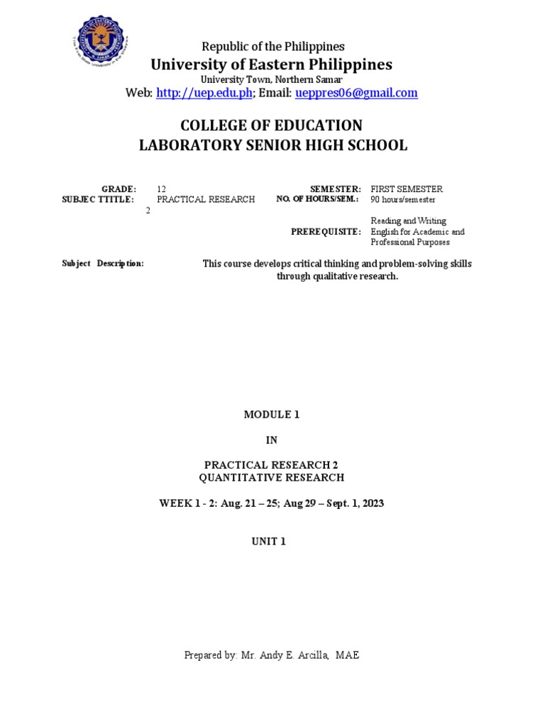 PR 2 Module 1 2023 2024 | PDF | Scientific Method | Statistics