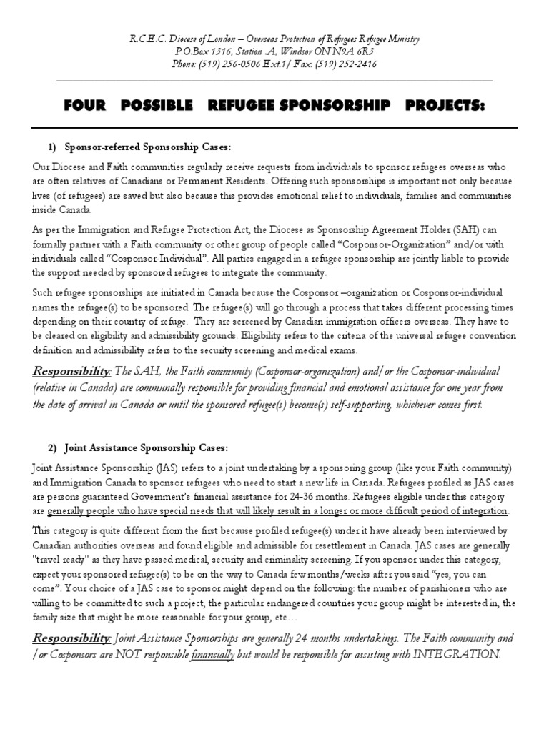 BVOR Refugee Sponsorship Overview | PDF | Refugee | Immigration Law