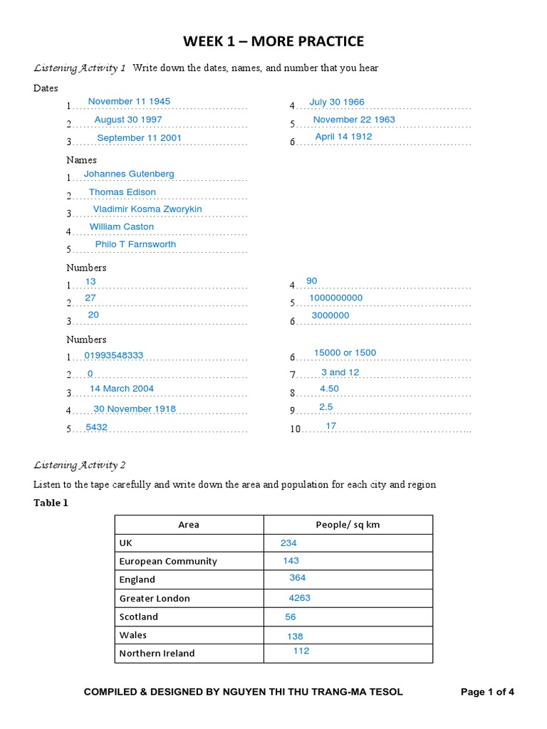 Week 1 - Listening - New | PDF