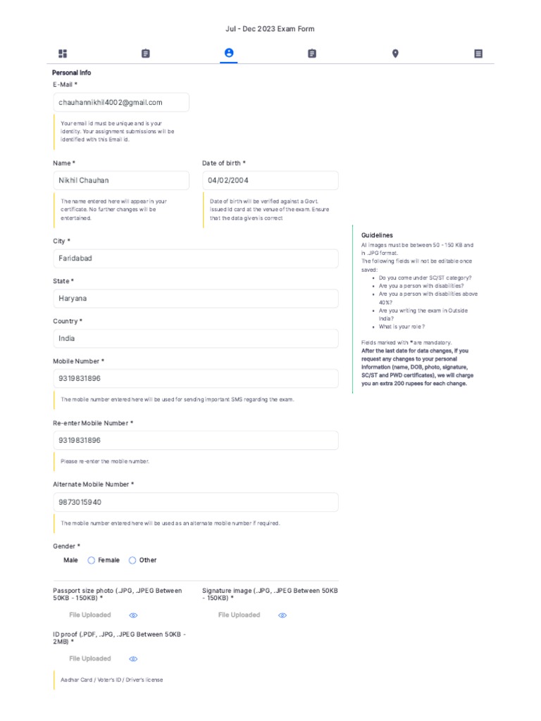Exam Profile - Personal Details | Download Free PDF | Identity Document ...