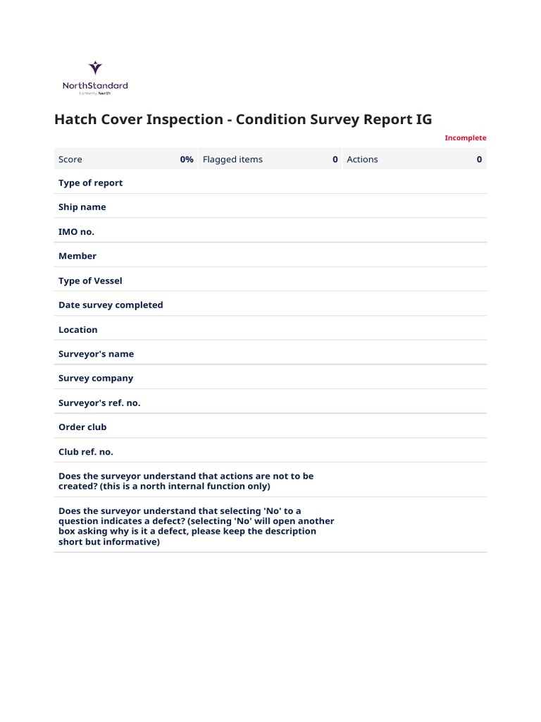 Hatch Cover Inspection Condition Survey Report IG | PDF