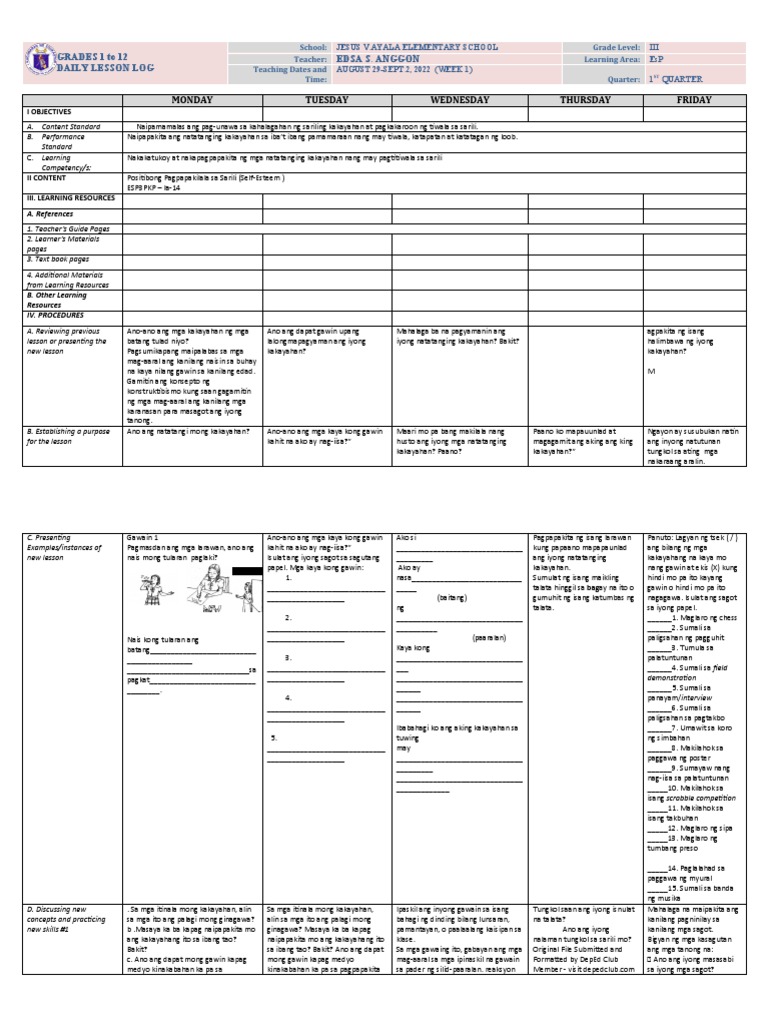DLL - Esp 3 - Q1 - W1 | PDF