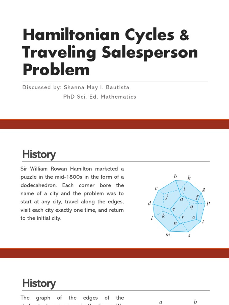 Hamiltonian Cycles Traveling Salesperson Problem Bautista | PDF