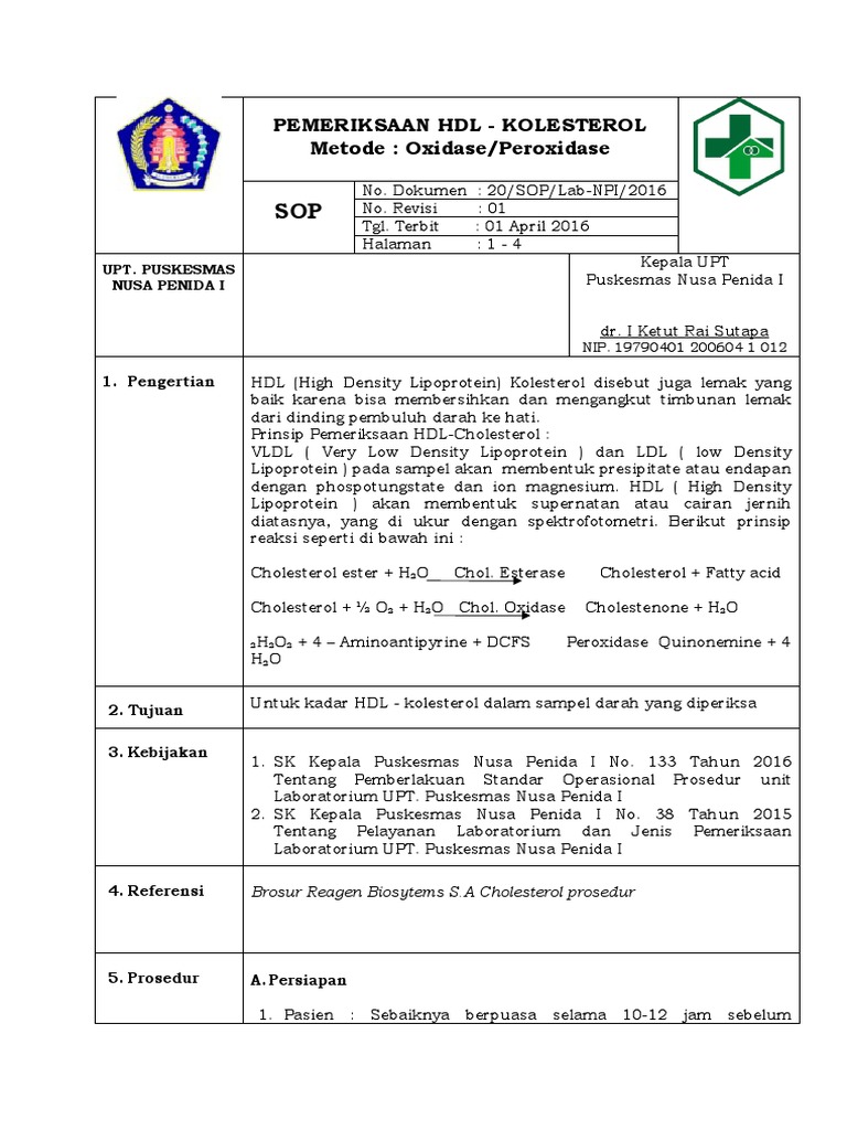 Pemeriksaan HDL Cholesterol | PDF