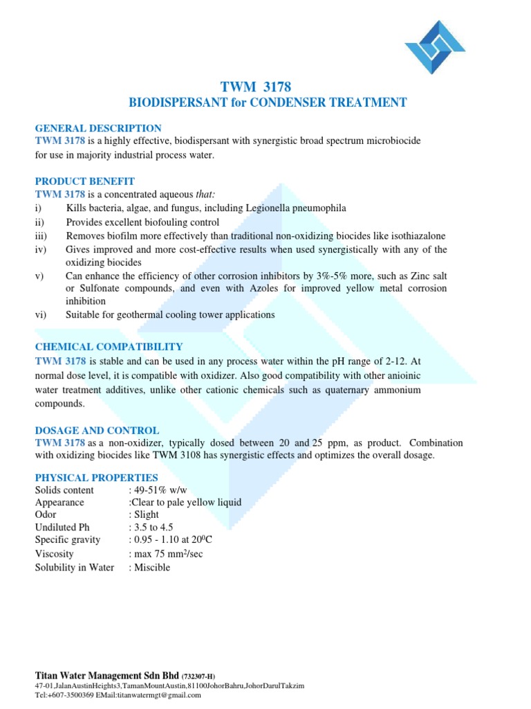 TWM 3178 PDS | PDF | Water | Dose (Biochemistry)