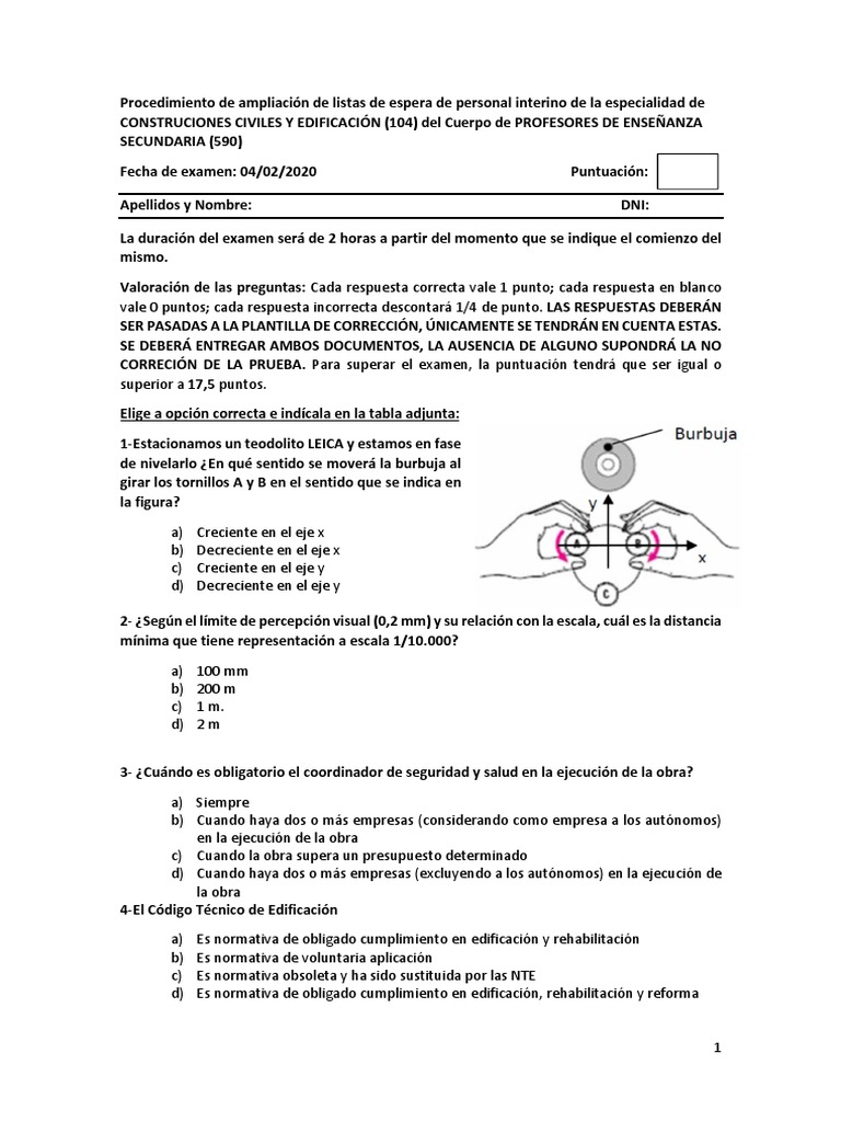 104 - Construcciones Civiles en Edificacion. Examen | PDF | Fundación (Ingeniería) | Hormigón