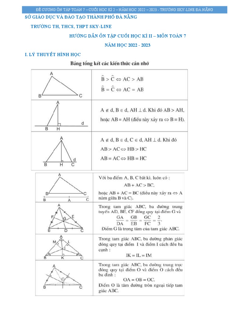 Đề Cương Ôn Tập CK2 Toán 7 Skyline | PDF