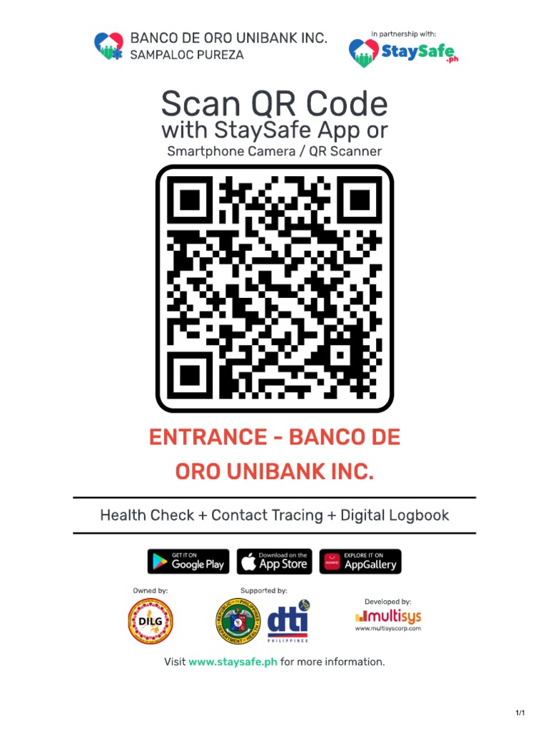 Stay Safe QR Code PDF