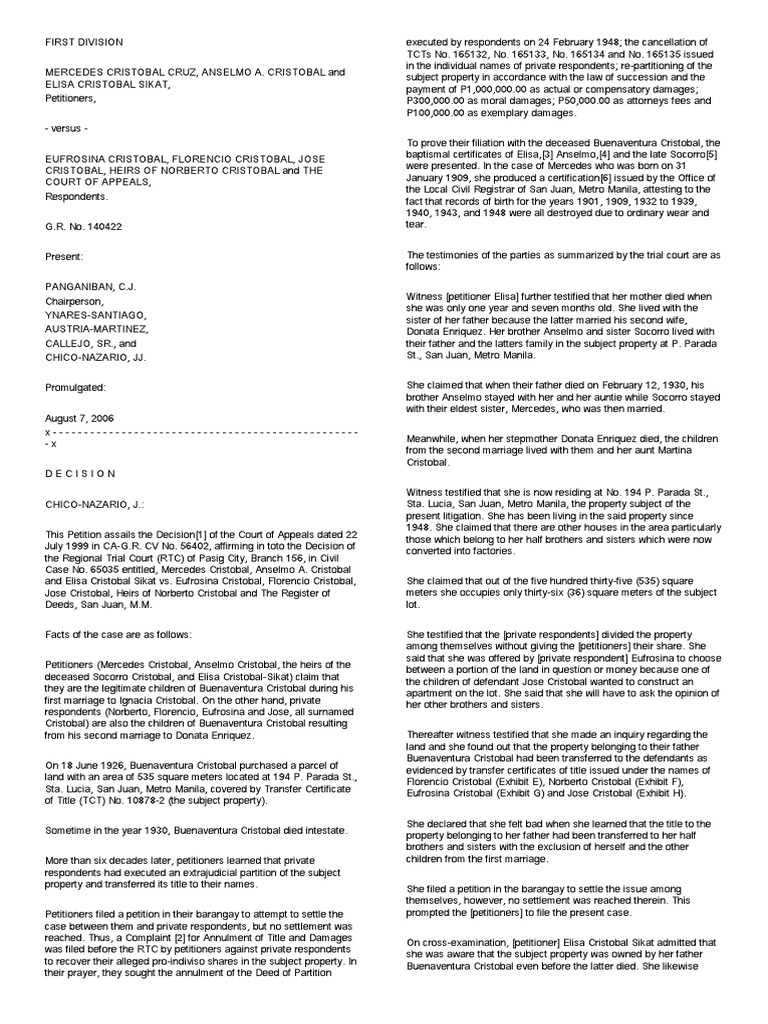 Cruz V Cristobal | PDF | Justice | Crime & Violence