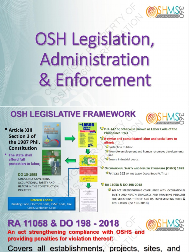 1 - OSH Legislations - OSH Administration in The Philippines | PDF