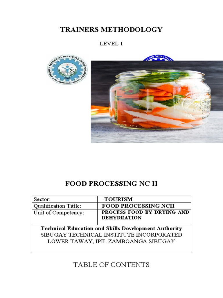 FoodProcessingNCII - Process Food by Drying and Dehydration | PDF ...