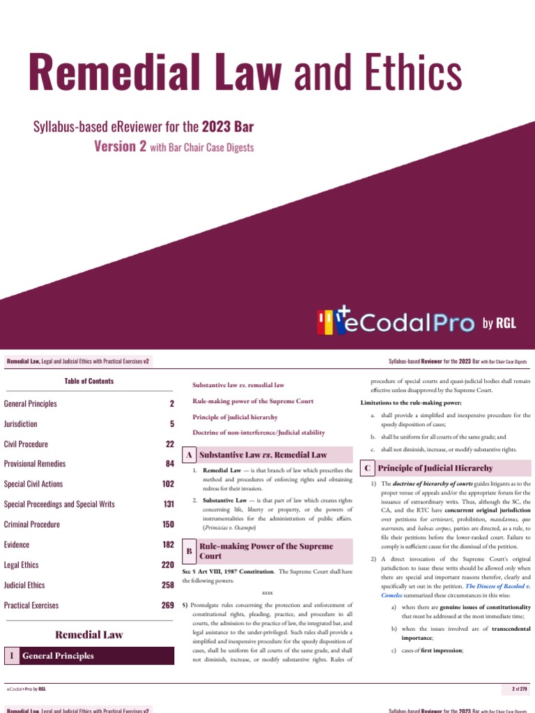 2023 Remedial Law Reviewer | PDF | Jurisdiction | Certiorari