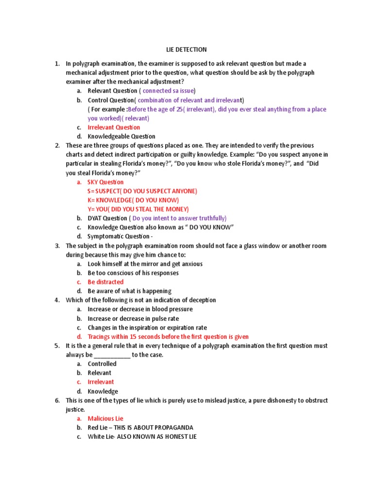 Lie Detection Q&a With Rationalization | PDF | Polygraph | Daubert Standard