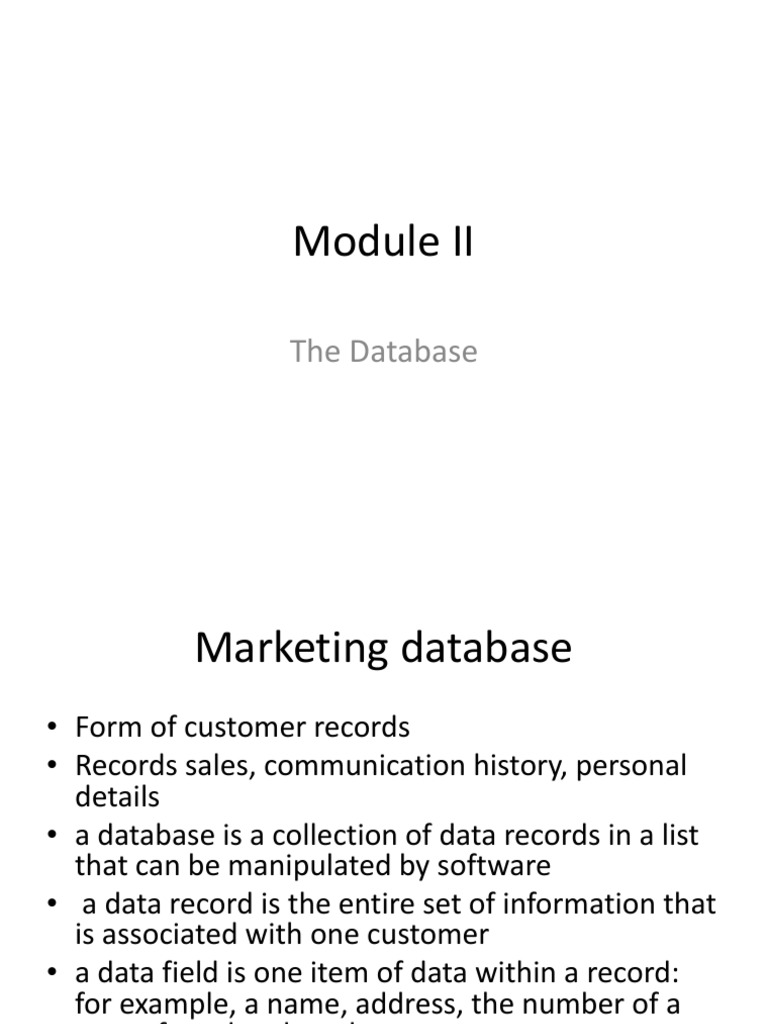 Marketing Database Management Essentials | PDF | Business | Business ...
