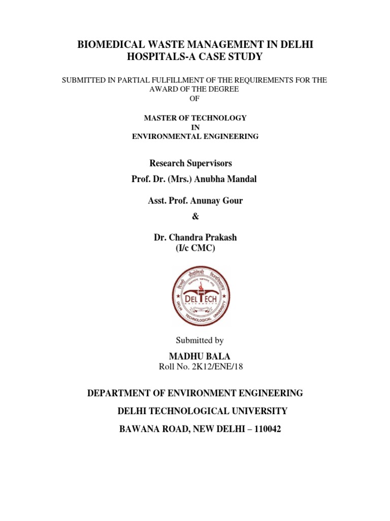 Major Project-Madhu Bala 2K12ENE18 | PDF | Waste | Hospital
