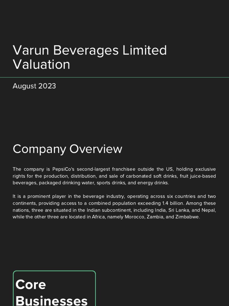 Vbl Valuation Report Pdf Pepsi Co Drink