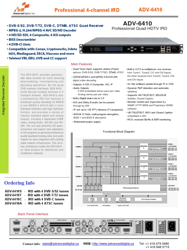 Advanced Digital - 6410 - DataSheet - ENG | PDF | High Definition ...