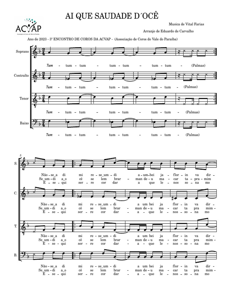 Ai Que Saudade D Ocê - (Acvap) 2023 | PDF