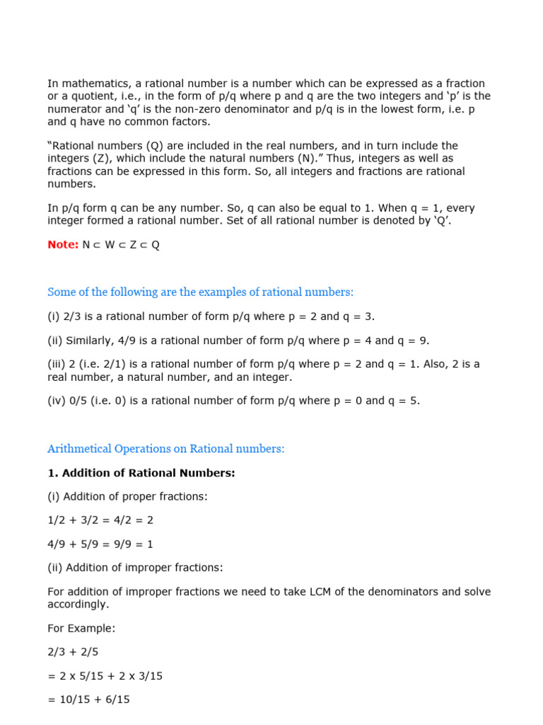 Understanding Rational Numbers | PDF