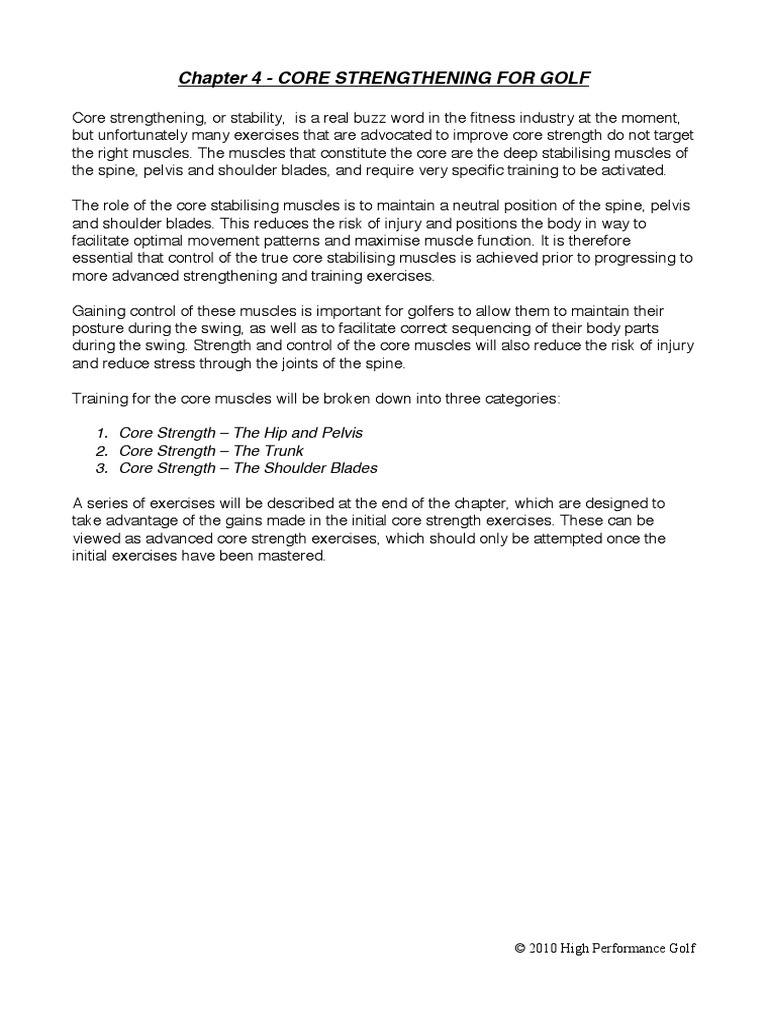 Chapter 4 Core Strengthening For Golf Pdf Anatomical Terms Of