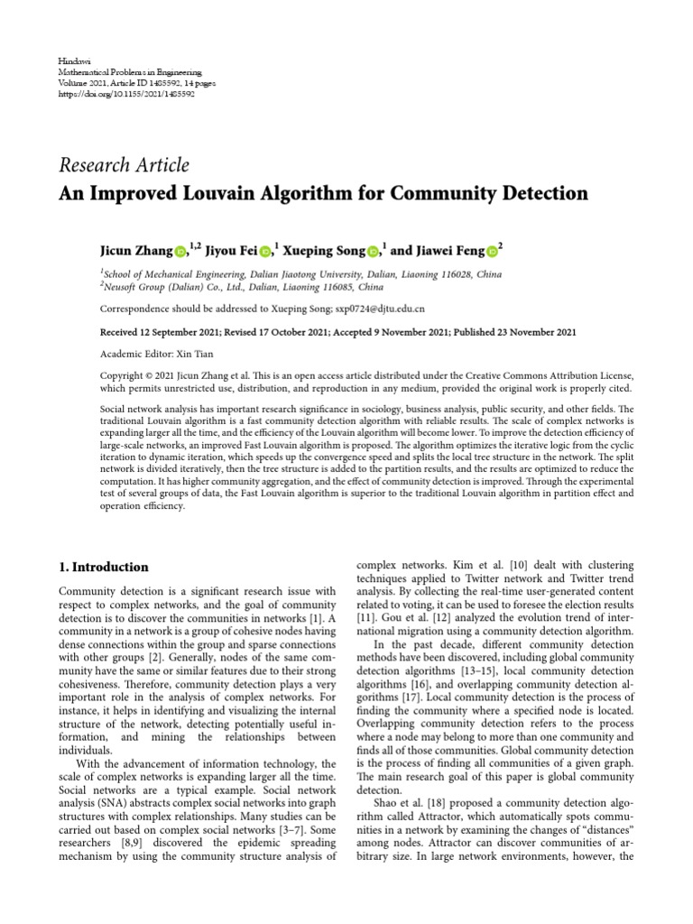 An Improved Louvain Algorithm For Community Detect | PDF | Cluster ...