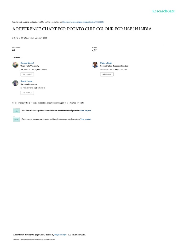 Chip Color Chart | PDF | Potato | French Fries