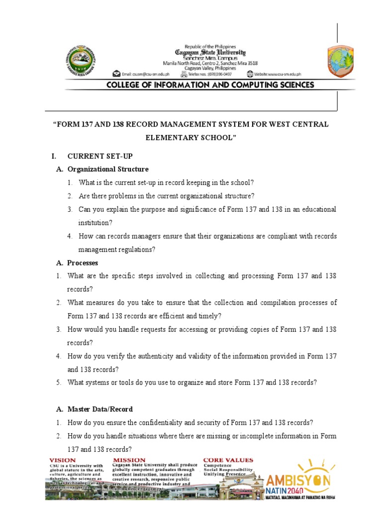Questionnaire | PDF | Records Management | Information