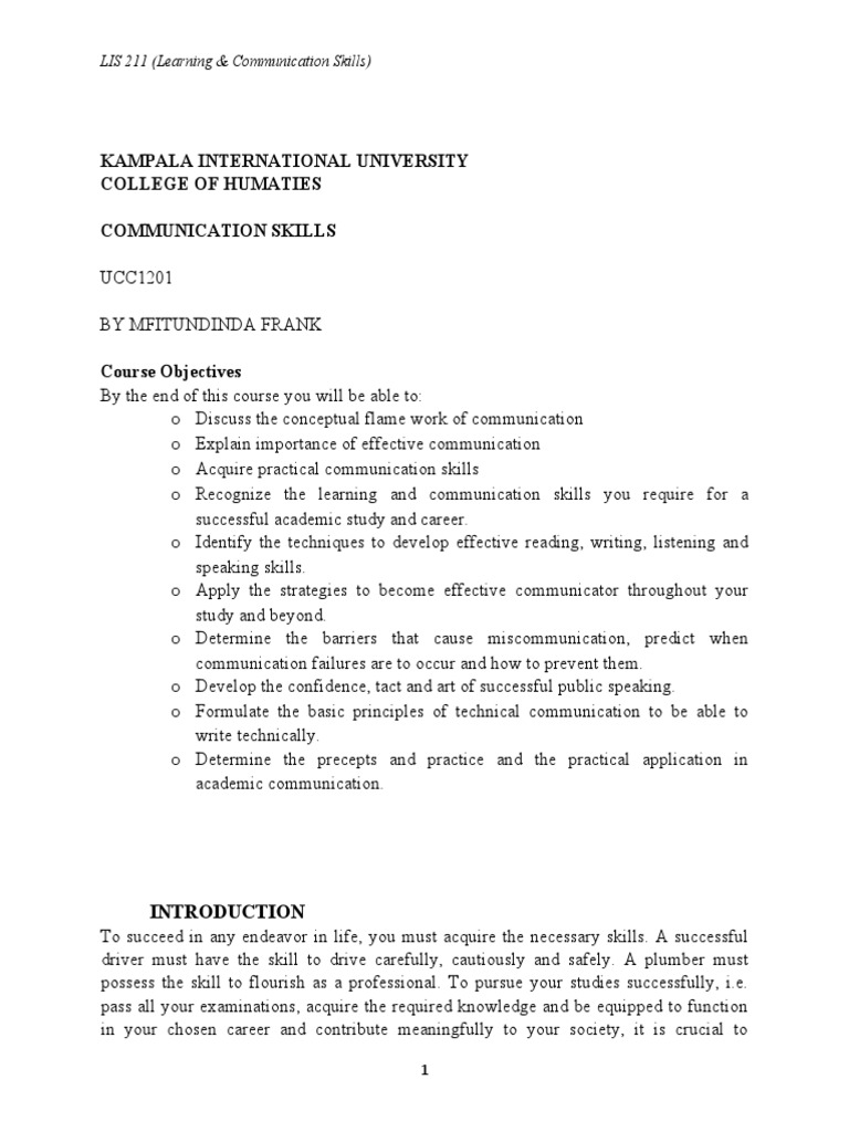 Communication Skills-refined Notes | PDF | Communication | Public Speaking