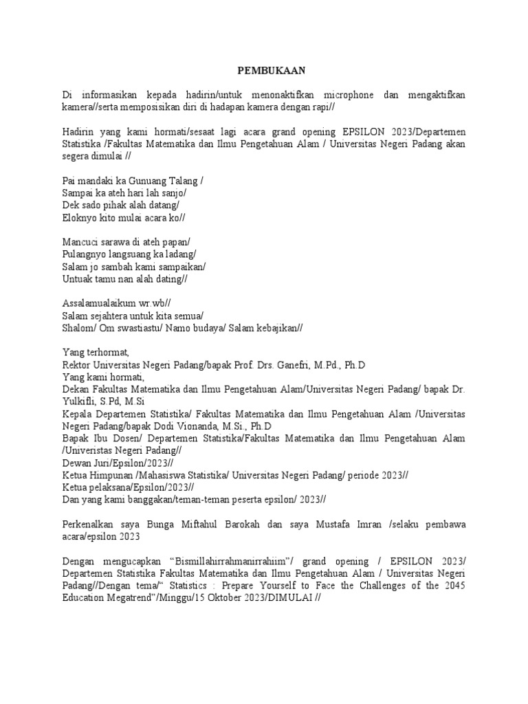 Teks MC Formal 2023 Fix | PDF | Kajian Bahasa Asing