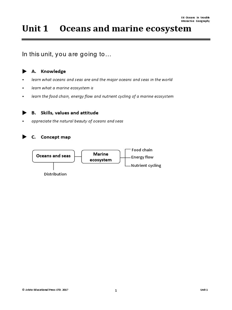 WS E6 U1 Eng Ans | PDF | Sea | Oceans