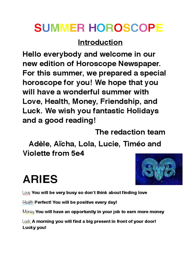Summer Horoscope | PDF