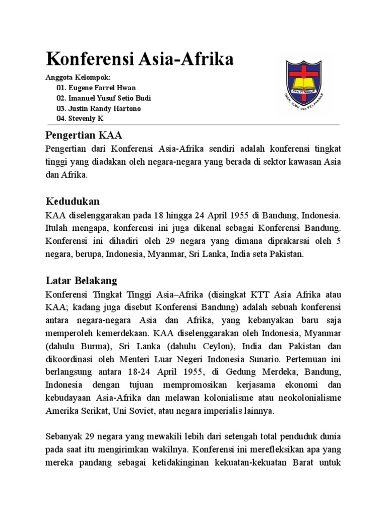 Sejarah Konferensi Asia-Afrika 1955 | PDF