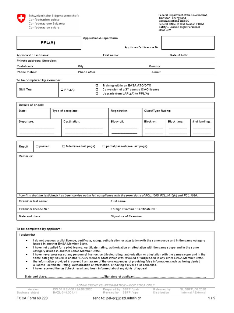 PPL Skill Test EASA | PDF | Aircraft | Aviation Safety