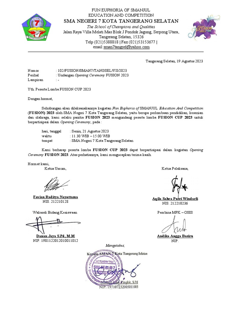 Surat 102 Undangan Opening Ceremony | PDF